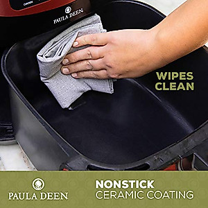 Paula Deen Stainless Steel 10 QT Digital Air Fryer (1700 Watts), LED Display, 10 Preset Cooking Functions, Ceramic Non-Stick Coating, Auto Shut-Off, 50 Recipes (Red Stainless)