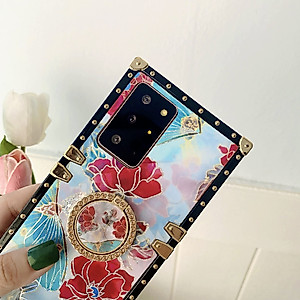 TYOROY Square Case for Galaxy Note 20 Ultra,Luxury Elegant Women Girls Classic Retro Soft TPU Case with Kickstand for Samsung Galaxy Note 20 Ultra 5G 6.9 inch (Butterfly Flower Rose)