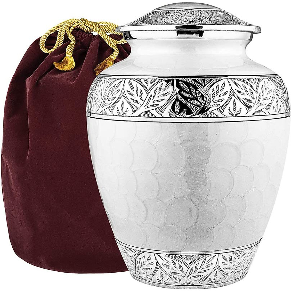 Trupoint Memorials Cremation Urns for Human Ashes - Decorative Urns, Urns for Human Ashes Female & Male, Urns for Ashes Adult Female, Funeral Urns - White, Large