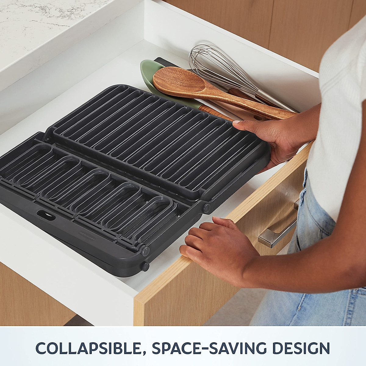 Rubbermaid Collapsible Dish Drying Rack, Dish Drainer, Raven Grey