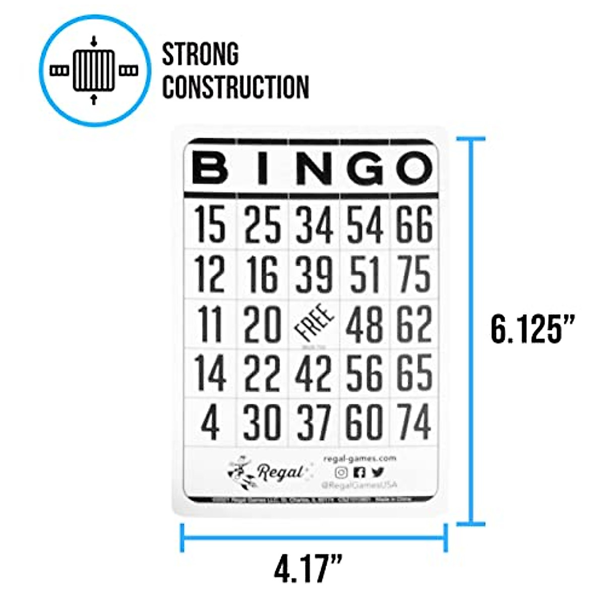 Regal Games - Classic Bingo Cards - 50 Count - 6.125” x 4.17” Cardstock - White