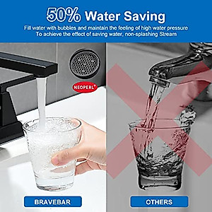 BRAVEBAR 4in Black Bathroom Faucet - 2 Handles Centerset Faucet Bathroom 2 or 3 Hole Bathroom Vanity Sink Faucets with Pop-up Drain | 360° Swivel Spout Leadfree Bathroom Faucet Matte Black