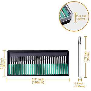 KEWAYO Diamond Drill Bit Set, Glass Gemstone Metal with 2.35mm Bur Shank for Jewelry,Glass,Stone,Ceramic,Gemstones Lapidary Pack of 30