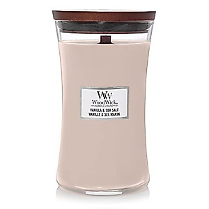 WoodWick Vanilla & Sea Salt Large Hourglass Candle, Light Brown