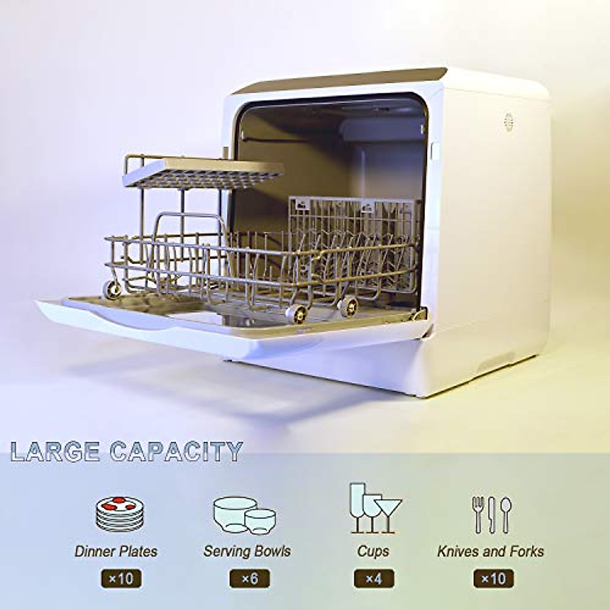YOOYIST Portable Countertop Dishwasher, 5-Liter Built-in Water Tank, Suitable For Glass and Fruit Wash