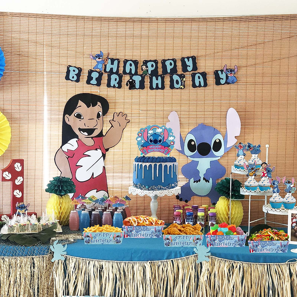 Stitch Birthday Decorations - 24pcs Stitch Party Paper Food Trays, Stitch Theme Party Paper Trays for Lilo and Stitch Birthday Party Decorations