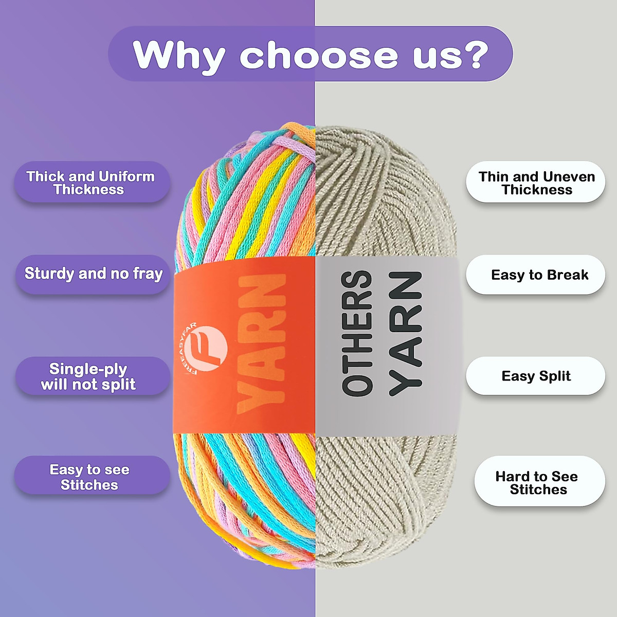 FREEASYFAR 3.5Oz/120yds Beginner Easy Yarn, Crochet & Knitting Yarn for Beginners with Easy-to-See Stitches, Worsted-Weight Medium #4;Cotton Blend Yarn for Amigurumi DIY(Coral,1 Skein)