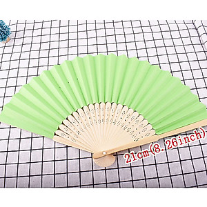 Hand Fan Fan Folding Hand Held Chinese Fans Craft Gift Small Folding Hand Fans for Women for Party Dance Performance Decoration Summer Gift 1pcs (Green)