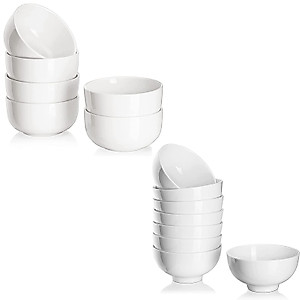 DOWAN 10 OZ White Small Bowls Dessert Bowls + 10 Ounce Rice Bowls Ice Cream Bowls Set of 8