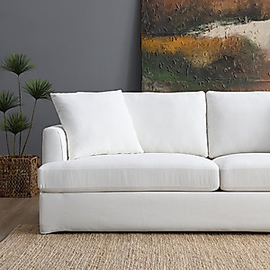 LULUTONG 84.2" Removable Covers Sofa, Comfy Slip Cover Sofas Couches, Upholstered Linen-Look Fabric, 3 Seater Cozy Couch Washable Covers for Living Room, Bedroom, Office, Studio, Apartment (White)