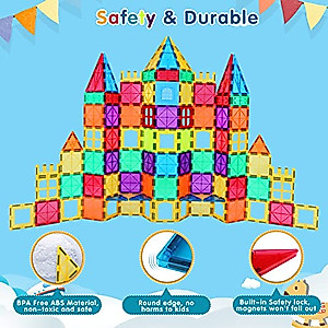 Lotmey Magnetic Tiles Building Blocks, 108 PCS 3D Magnetic Blocks Buliding Tiles Set, Magnetic Building Blocks Construction Playboards with 2 Cars, Preschool Educational Magnetic Toys for Kids 3, 4-8