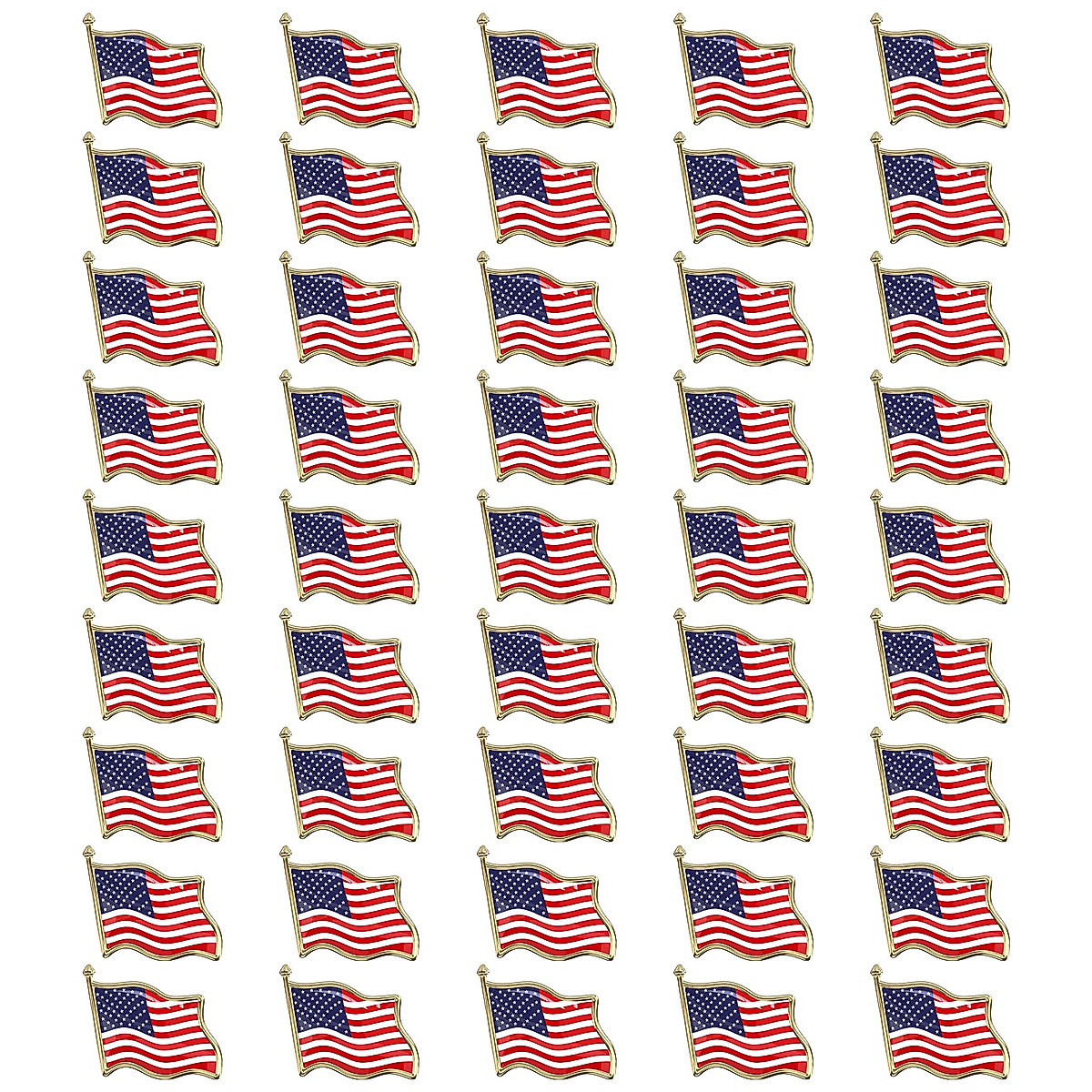 50 PCS American Flag Lapel Pin Waving for Veterans Independence Memorial Day Decorations Gifts USA Flag Pins 4th of July Accessaries