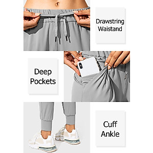 SANTINY Women's Joggers Pants Pockets Drawstring Running Sweatpants for Women Lounge Workout Jogging(Light Grey_L)