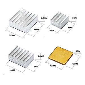 30 PCS Raspberry Pi 4 Heatsink Kit with Thermal Conductive Adhesive Tape, Aluminum Heat Sink Cooler and Copper Heatsink for Raspberry Pi B B+ 2/3/4