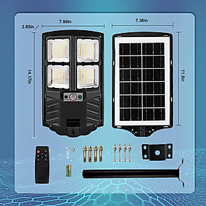 KingHe Solar Street Lights Outdoor Waterproof - 400W Dusk to Dawn Solar Parking Lot Lights,Security Flood Lights with Motion Sensor Control for Yard, Path, Garage,Home, Commercial Grade