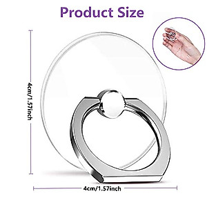 Phone Ring Transparent Cell Phone Ring Holder,360°Rotation Finger Ring Stand, Clear Cell Phone Kickstand Compatible with Most of Phones,Tablet and Case (1)