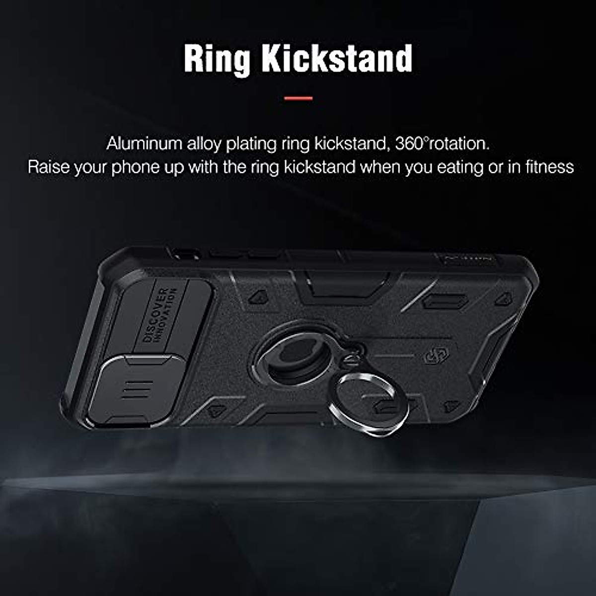 Nillkin Armor iPhone 11 Pro Max Case, [Built in Kickstand & Camera Lens Protector] Shockproof Hard Plastic Back & Soft Silicone Bumper Hybrid Cover Phone Case for iPhone 11 Pro Max 6.5'' Black