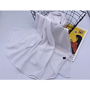 Txameru Hijab for Women Chiffon Hijab Scarfs for Women Long Shawl (White)