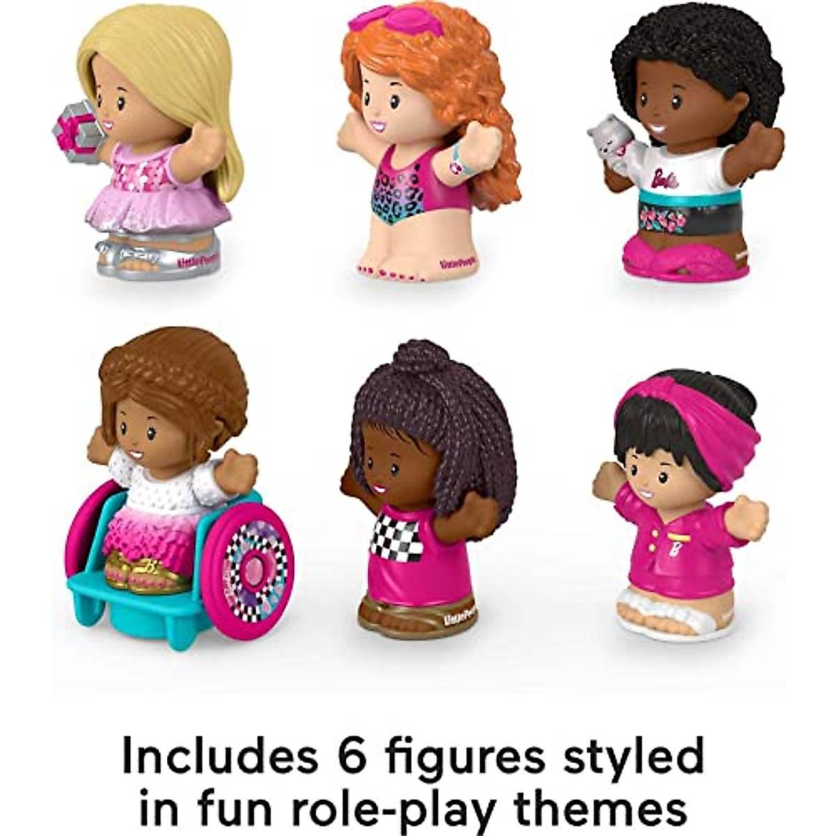 Fisher-Price Little People Barbie Toddler Toys Figure 6 Pack For Preschool Pretend Play Ages 18+ Months