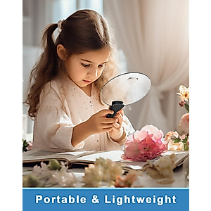 Magnifying Glass for Reading with 5.12in Diameter Magnifying Lens, 5X Neckwear Hands Free Magnifier with Stand for Seniors and Low Vision When Sewing, Cross Stitch, Needlepoint, Reading(Black)