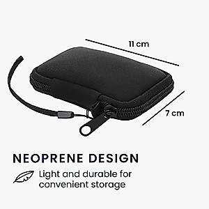 kwmobile Neoprene Case Compatible with in-Ear Headphones - 2.3 x 3.5 inches (6 x 9 cm) Case with Zip - Black