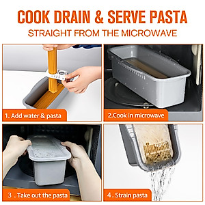 Microwave Pasta Cooker: Speedy Cooking with Convenient Strainer Lid - Perfect for Busy Weeknights
