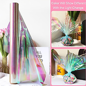 SYOGUA Iridescent Pink Cellophane Wrap Roll (17 in Wide x 66 ft Long) Colorful Gift Wrap Cellophane Roll Transparent Iridescent Cellophane Wrapping Plastic for Baskets, Treats, DIY Craft, Gifts