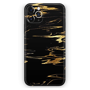 Design Skinz Black & Gold Marble Swirl V2 - DesignSkinz Protective Vinyl Decal Wrap Skin Cover Compatible with The Apple iPhone 8 (Full-Body, Screen Trim & Back Glass Skin)