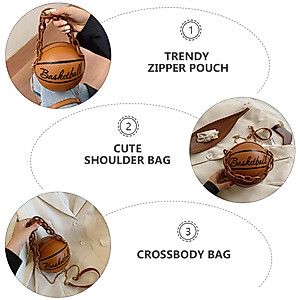 Basketball Shape Handbags Fashion PU Round Purse Tote Shoulder Bag Adjustable Strap Messenger Bag for Women Girls