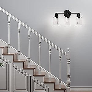 CEINOL Bathroom Vanity Light with LED Bulbs, Wall Sconce Light Fixture Indoor, Modern Bathroom Lamp Over Mirror Black 3 Lights