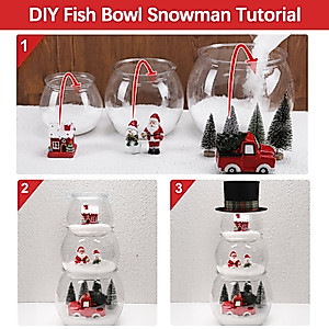 Christmas Decorations Indoor - Christmas Decor - 3 Pack DIY Fish Bowl Snowman Crafts with Fake Snow & T/Ree & Figures & Top Hat - Xmas Holiday Decor for Home Room Table Centerpieces Mantle Shelf