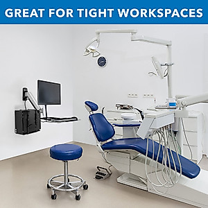 Mount-It! Sit Stand Wall Mount Workstation | Adjustable Height Stand Up Computer Station with Articulating Monitor Mount, Keyboard Tray, & CPU Holder | VESA Mount 75x75 and 100x100 | MI-7905