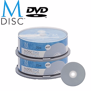50 Pack Millenniata M-Disc DVD 4.7GB 4X HD White Inkjet Printable 1000 Year Permanent Data Archival / Backup Blank Media Recordable Disc