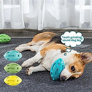 KSHQU # Pet Dog Toy Ball Dog Toy Durable Rugby Teeth Grinding Sound Dog Toy (Sky Blue, A)