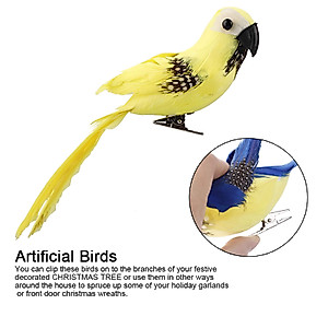 ZCFGUOI 4 Pcs Artificial Simulation Foam Feather Parrot, Mini Sparrow Ornaments with Metal Clip, DIY Craft for Wedding and Modern Home Garden Zoo Ornament