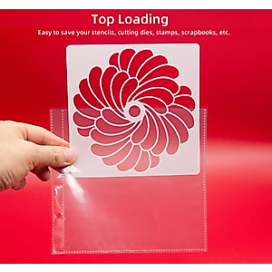 NEGLEX Cookie Stencil Storage Binder, Stamp & Die Cut Storage Binder with 50 Clear Sheet Protectors Holds 6"x6" Size - Clear Binder with D-rings for Scrapbooking Die-Cuts, Embossing Folders Organizer