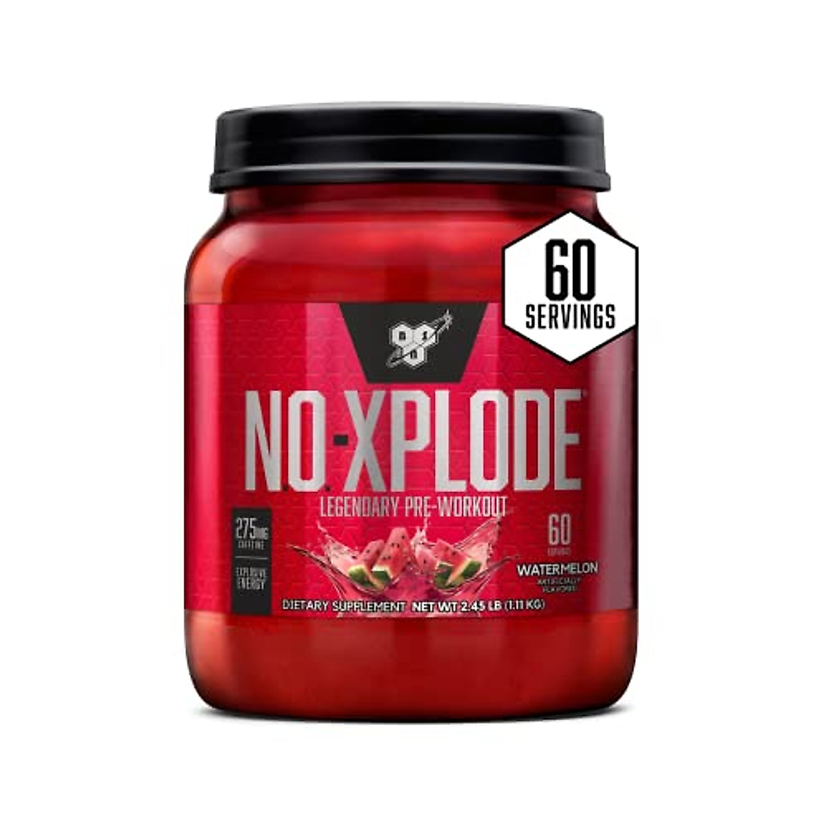 BSN N.O.-XPLODE Pre Workout Powder, Energy Supplement for Men and Women with Creatine and Beta-Alanine, Flavor: Watermelon, 60 Servings