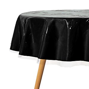 sancua Clear Plastic 100% Waterproof Round Tablecloth - 70 Inch - Vinyl PVC Table Cloth Protector Oil Spill Proof Wipe Clean Table Cover for Dining Table, Parties & Camping, Crystal Clear