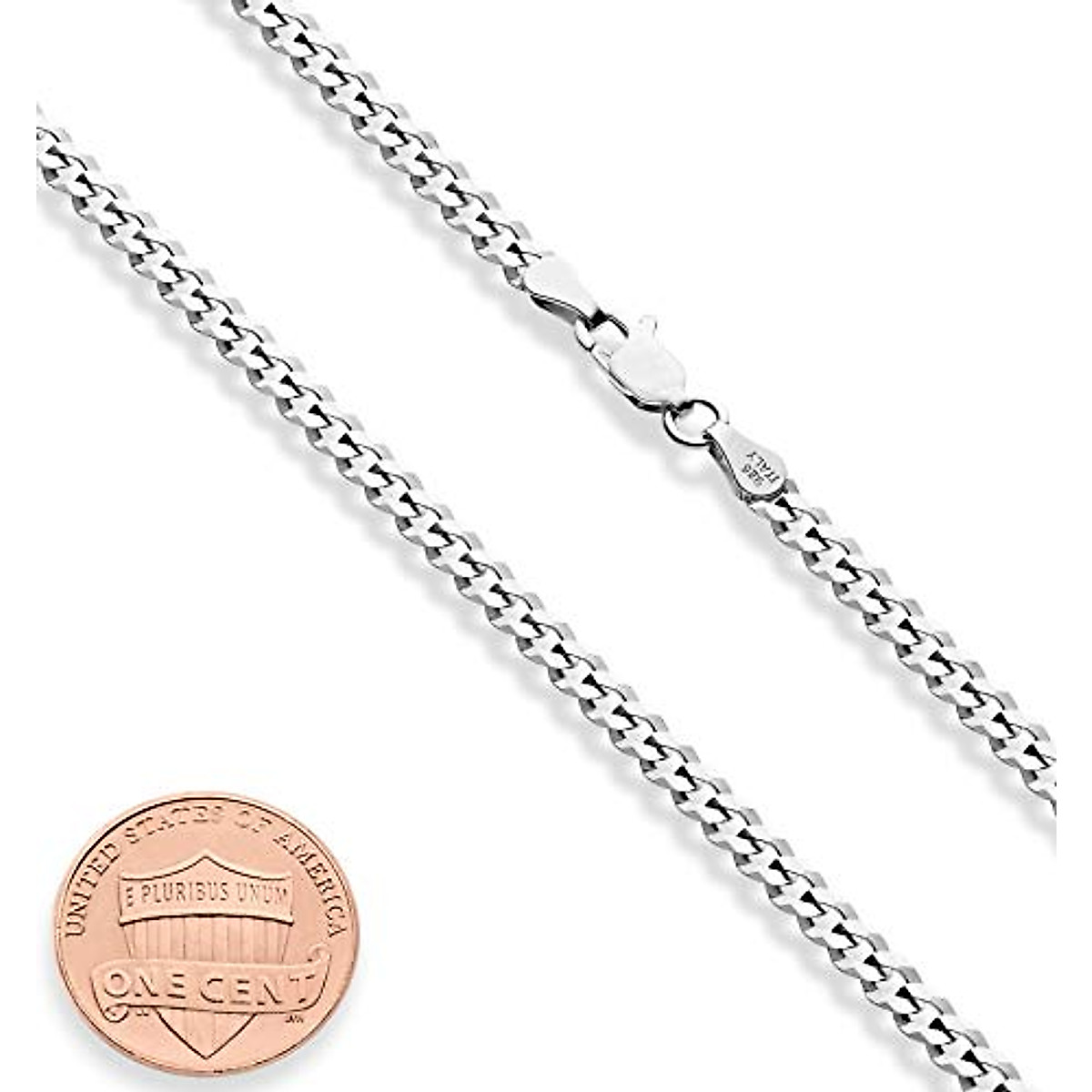 Miabella Italian 925 Sterling Silver 3.5mm Curb Cuban Link Chain Necklace, Solid Diamond Cut Sterling Silver Chain for Men Women Made in Italy (Length 16 Inch (X-Short))