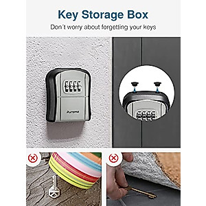 Puroma Key Lock Box, Portable Combination Lockbox Wall-Mounted Key Storage Box for House Keys, Resettable Code Safe Security Lock Box for Home, Office, Garage, Apartment Spare Key Storage (1 Pack)
