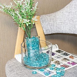 Koltose by Mash Transparent Aqua Flat Glass Marbles for Vases, 2 LB Decor Stone Beads Vase Fillers, Crafts, Table Scatter, Fish Tanks, Party Centerpieces, Gem Decor, Mosaics, Floral Displays, Fire