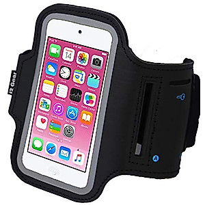 i2 Gear Running Exercise Armband for iPod Touch 7th, 6th and 5th Generation MP3 Players and Phones with Reflective Border and Key Holder (Black)