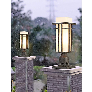 EERU Outdoor Post Lights Waterproof Metal Frame with Milk White Frosted Glass, Pier Mount Outdoor Lighting Fixtures(with 3-Inch Pier Mount Base) Outdoor Post Lantern for Garden Backyard and Porch