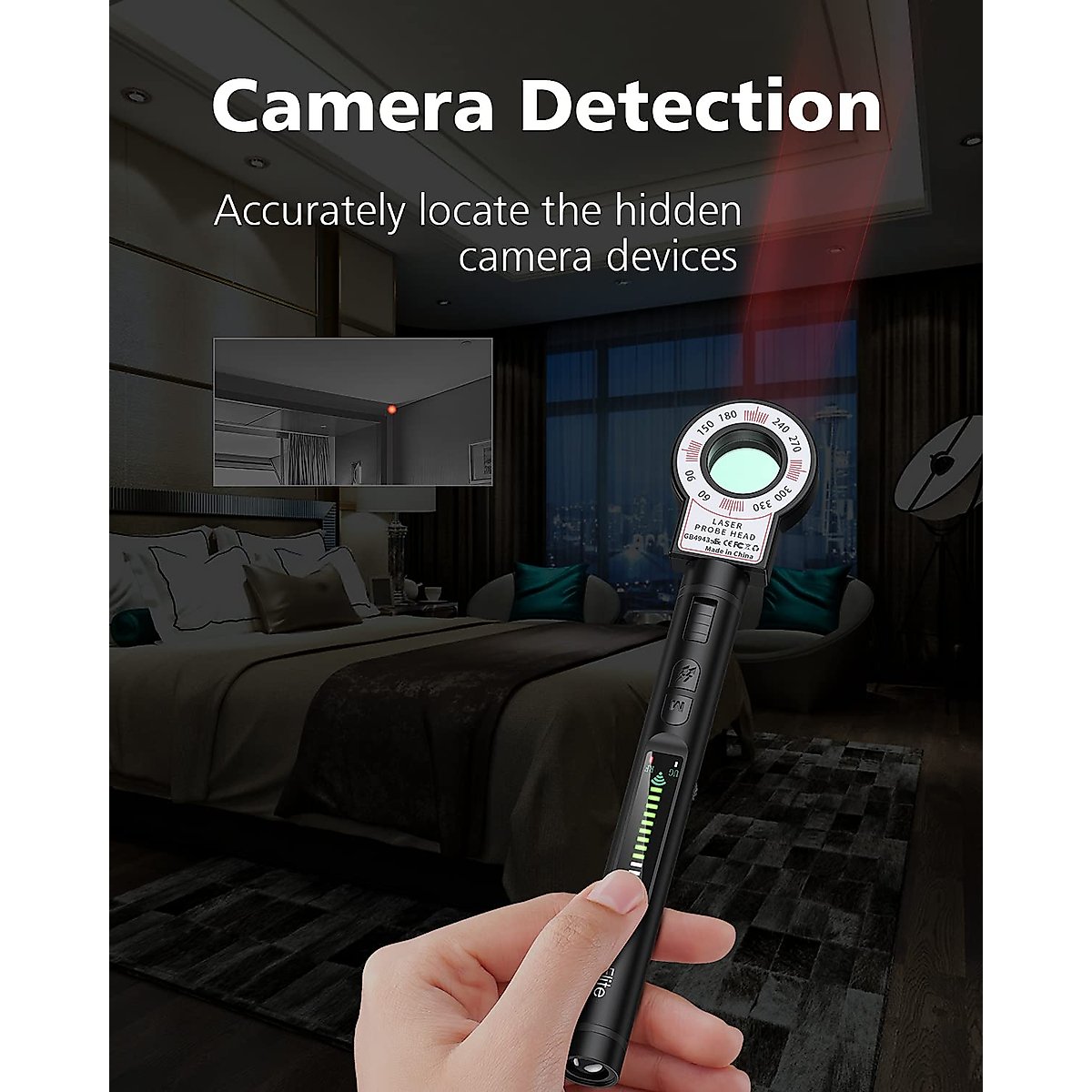 JEPWCO G8 Elite Portable Wireless Camera Detectors with 12 Levels Sensitivity, 720p, Bug Detector for Wireless Audio Bug Camera, 4 Professional Modes, Home Office Travel