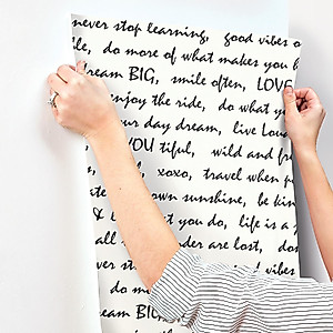 RoomMates RMK9005WP Black Dream Big Script Peel and Stick Wallpaper 20.5" x 16.5 feet