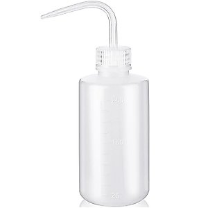 Valchoose Plastic Squeeze Bottle Leak Proof, 250ml | 8.5oz White Wash Bottle Chemical, LDPE, Safety, Medical with Narrow Mouth Scale Labels for Succulent Tattoo Label Watering (1 Bottle)