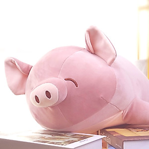 OULV Cute Pig Stuffed Animal Plush Doll Toy, Soft Fat Pig Plushes Hugging Pillow Gifts for Bedding, Kids Birthday, Valentine, Christmas Room Decoration(31.4inch)