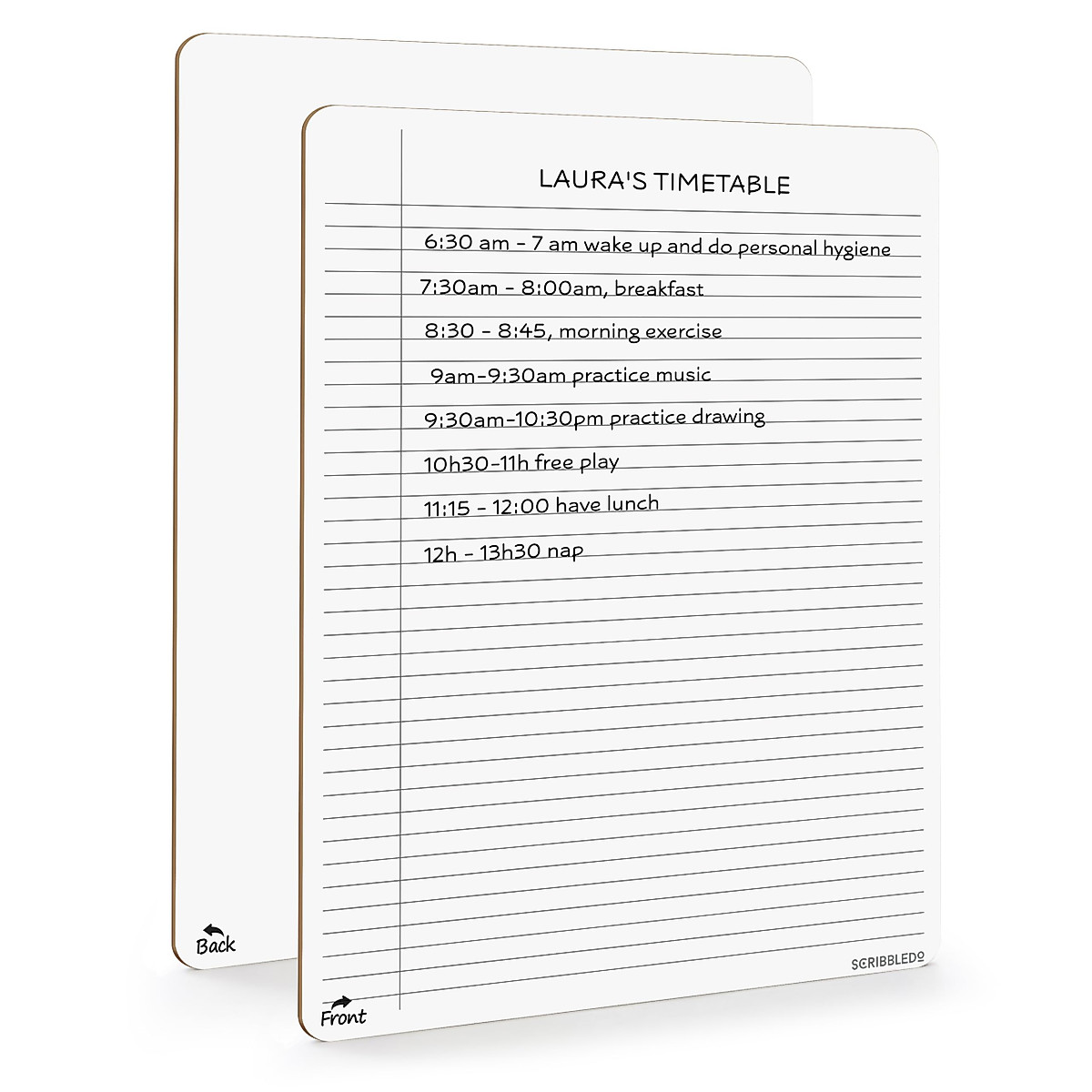 Scribbledo Dry Erase Notebook College Ruled Lined Board 9"x12" Reusable Lined Erasable Ruled Writing Note Pad Lapboard, Blank Whiteboard on Reverse