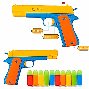 Toy Gun Colt 1911 Pistol with Magazine and Bullets, 1: 1 Size Blaster Gun Toy for Boy Gift , Training or Play