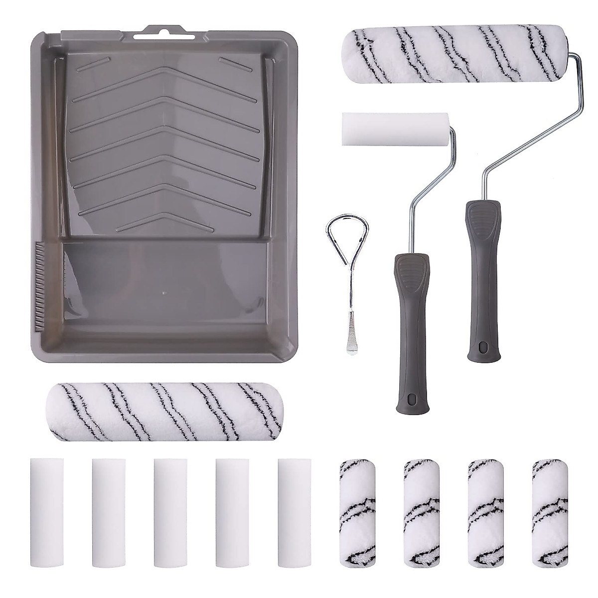 Amazon Basics Paint Roller Kit - Includes Paint Roller Covers and Paint Cage Frame With Paint Tray, 16 Piece